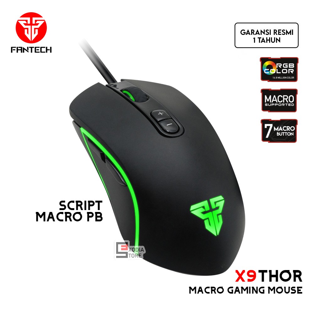 Jual Fantech THOR X9 Gaming Mouse Macro PB Original RGB 4800 DPI 7D ...