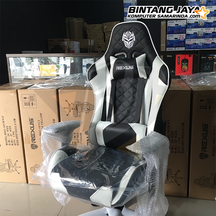 Jual Kursi Gaming / Gaming Chair Rexus RGC 101 V2 - Blue & White & Red ...