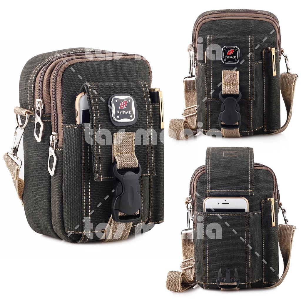 Jual Tas Selempang Pria / Wanita Braun Fox Kanvas Mini Digger Tas ...