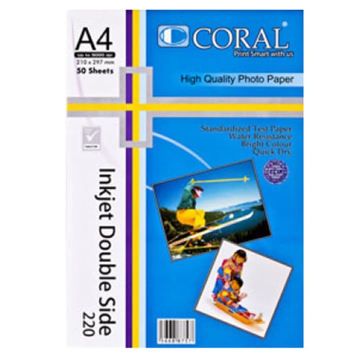 Jual CORAL INKJET PAPER DOUBLE SIDE 220GSM A4 | Shopee Indonesia