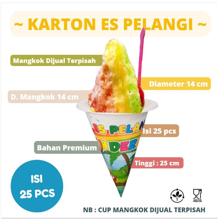 Jual Corong Es Pelangi 25 Pcs, Kemasan Es Serut Pelangi Kerucut Es ...