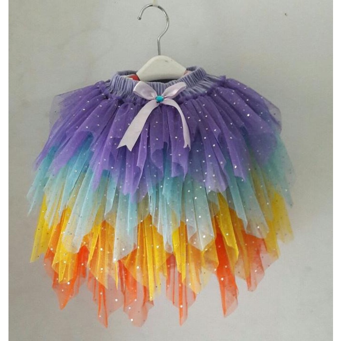 Jual Rok Tutu Susun Rainbow Ungu-Biru-Kuning-Orange | Shopee Indonesia