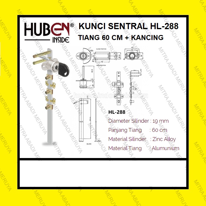 Jual TIANG Kunci Sentral Depan Central Lock HL 288 HUBEN (60cm ...