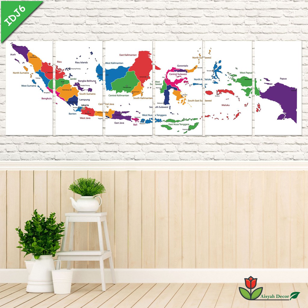 Jual Hiasan Dinding 6pcs Dekorasi Rumah Peta Indonesia Map 90x30cm ...