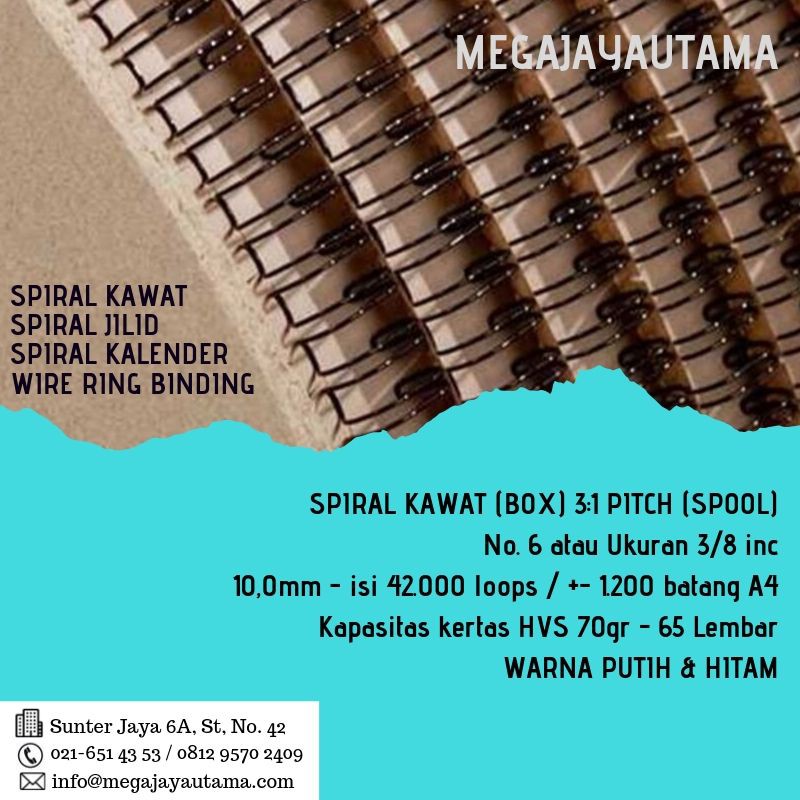 Jual SPIRAL KAWAT SPIRAL JILID WIRE RING BINDING 3:1 PITCH SPOOL 3/8 ...