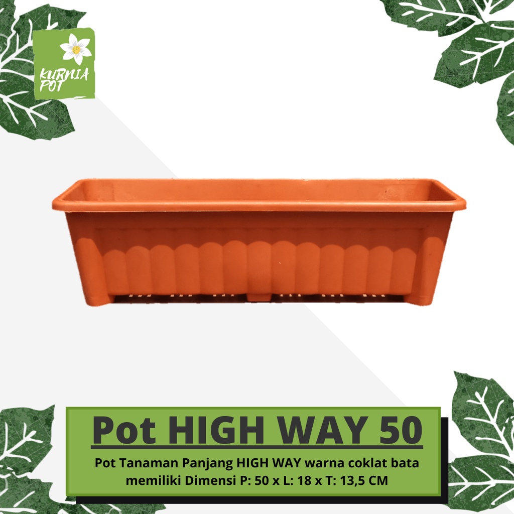 Jual Pot Bunga Tanaman Panjang HIGH WAY Gelombang Coklat Bata 50 Cm ...