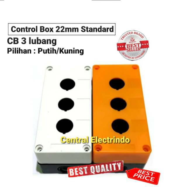 Jual Control Box Push Button 22mm 3 Lubang Putih/Kuning. | Shopee Indonesia