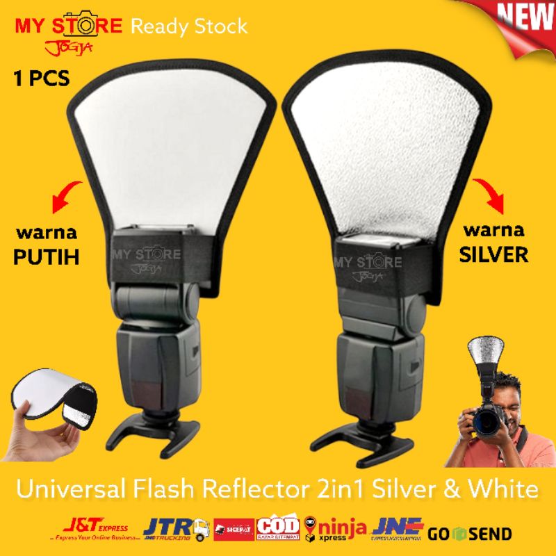 Jual Universal External Flash Reflector & Diffuser Silver & White 2 in ...