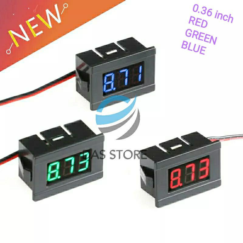Jual Mini DC voltmeter dengan frame 0.36" 4.5 - 30v 2 kabel digital ...