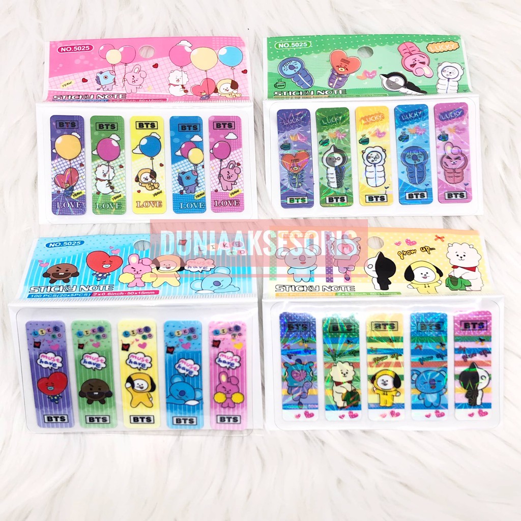 Jual STICKY NOTE PLASTIK HOLOGRAM MOTIF BT21 BTS KPOP DISNEY BLACKPINK ...