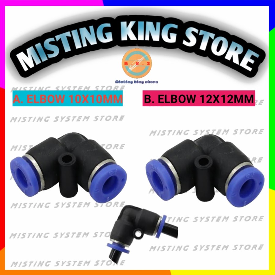 Jual FITTING PNEUMATIC ELBOW L 10MM 12MM STRAIGHT LURUS KONEKTOR SELANG ...