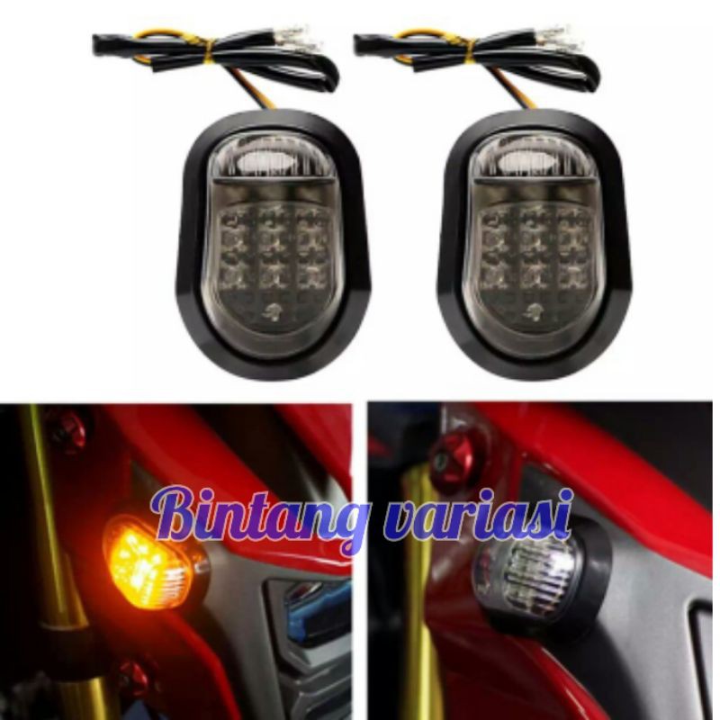 Jual LAMPU SEIN TEMPEL LED OVAL UNIVERSAL SEMUA MOTOR SEN FAIRING SEIN SEN TEMPEL OVAL BESAR D ...