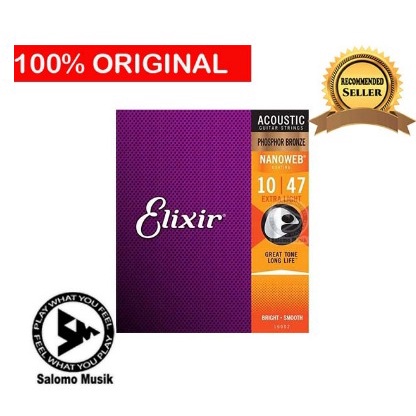 Jual Senar Gitar Akustik Elixir 16002 Nanoweb 10-47 Original | Shopee Indonesia