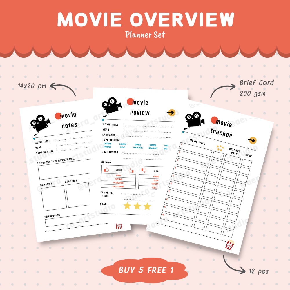 Jual (12 pcs) Movie Overview : Planner Set - by Aera Art Studio | Movie ...