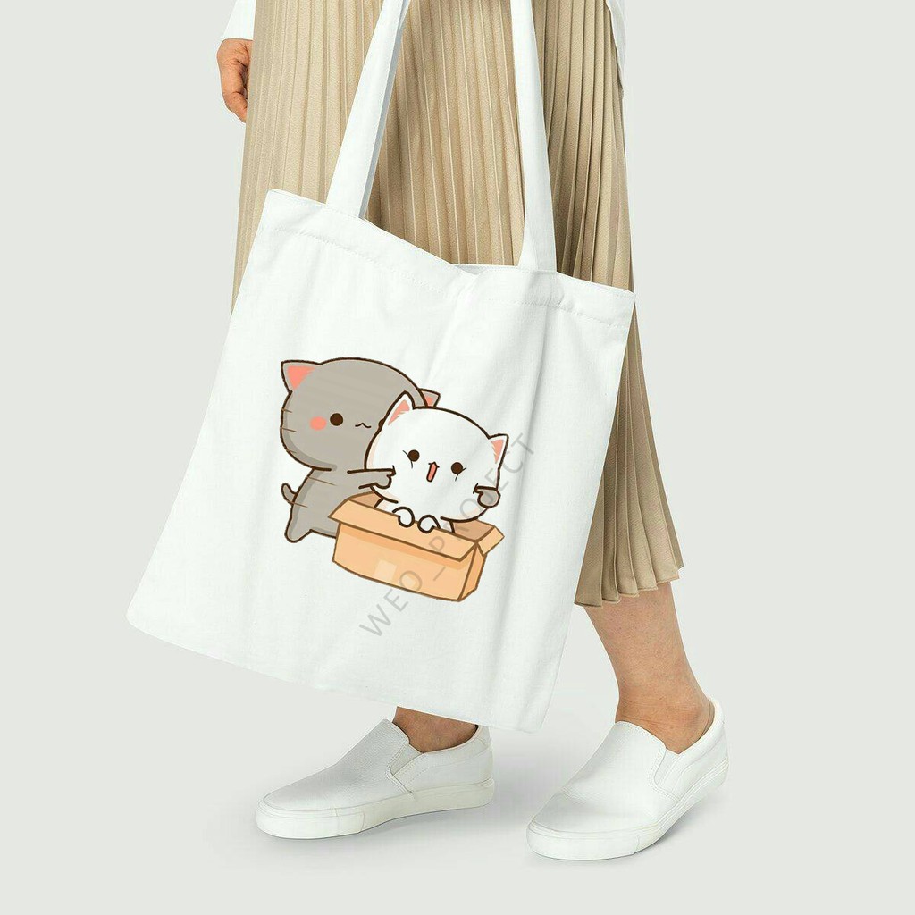 Jual TOTE BAG KANVAS MURAH / TOTE BAG WANITA / TOTE BAG MOTIF KUCING ...