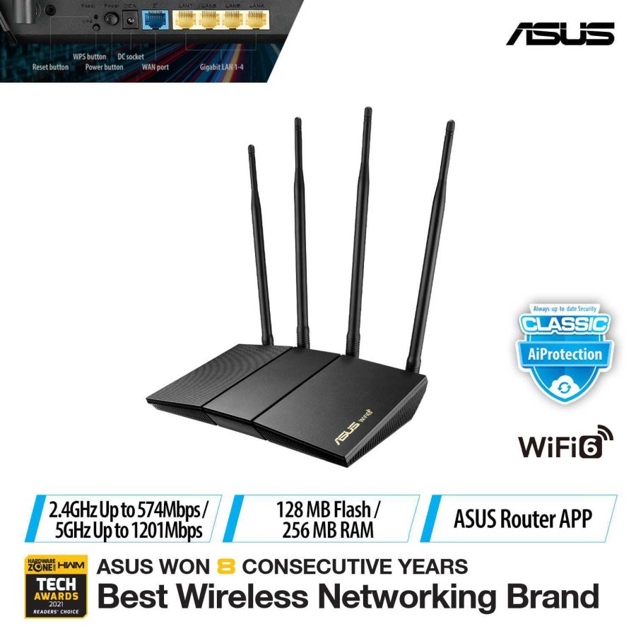 Jual ASUS RT-AX1800HP Dual Band AX1800 High Power WiFi 6 Router with ...