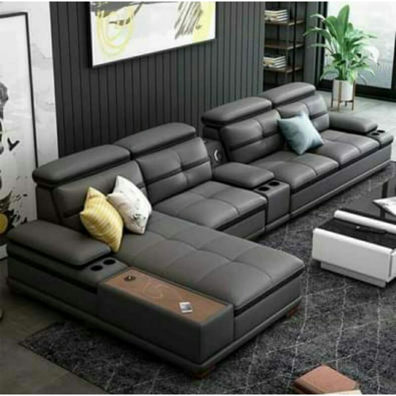 Jual Sofa Kulit Premium Letter L Sofa Sudut Keluarga | Shopee Indonesia