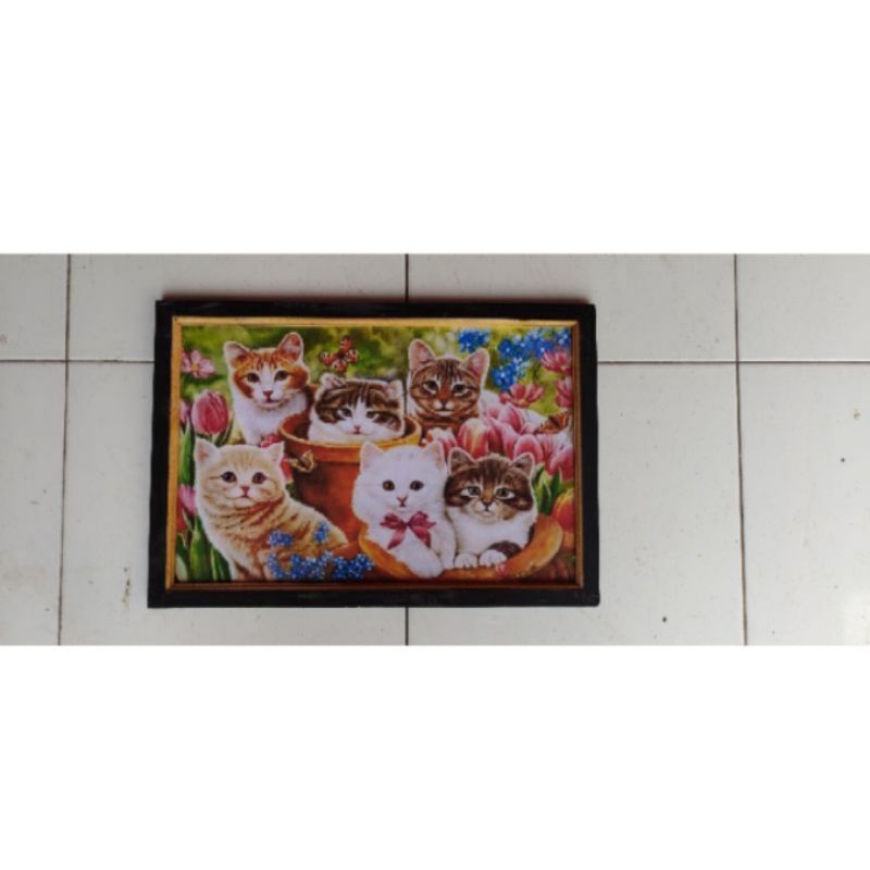 Jual poster murah gambar kumpulan kucing lucu plus bingkai ukuran 55x35 ...