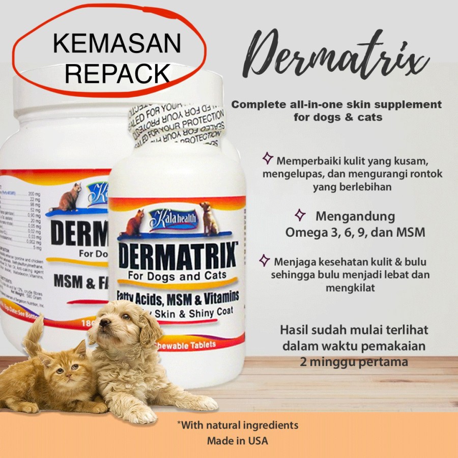 Jual Dermatrix - REPACK Dog Cat Vitamin Supplement Bulu Anjing Kucing ...