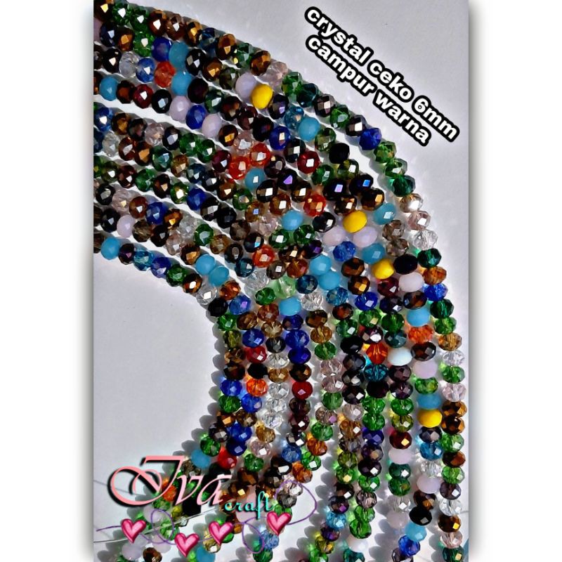 Jual crystal ceko 6mm campur warna/ string | Shopee Indonesia