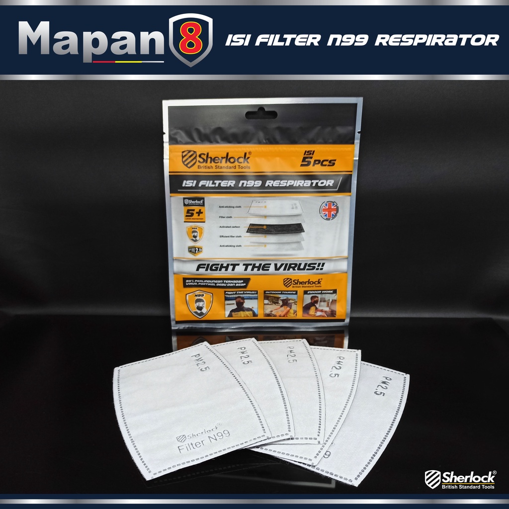 Jual FILTER CARBON RESPIRATOR N99 SHERLOCK ( 5 PCS / pack for Masker ...