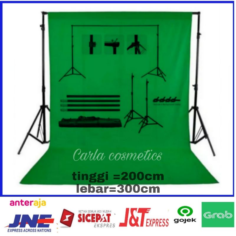 Jual paket green screen background set ukuran stand 200 X 300cm ...