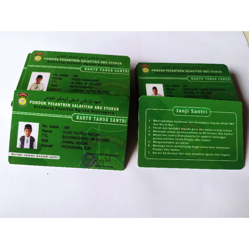 Jual Cetak Kartu tanda siswa Kartu tanda santri bahan PVC | Shopee ...