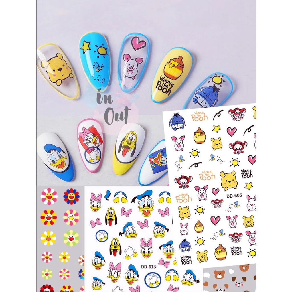 Jual Sticker Kuku Disney Mickey Minnie Donald Winnie the pooh Nail Art ...