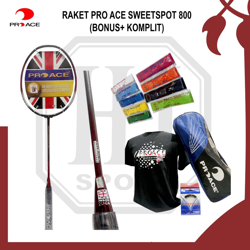 Jual Raket Pro Ace Sweetspot 800 Original Bonus Komplit Badminton ...