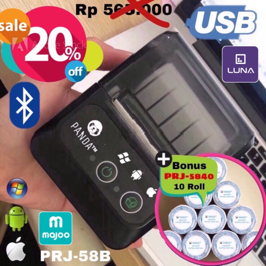 Jual MOBILE PRINTER PANDA PRJ-CX58B CETAK LABEL PENGIRIMAN VIA ANDROID ...