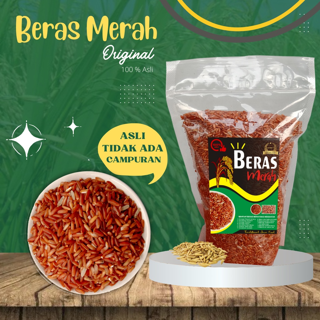 Jual Beras Merah Organik Kualitas Premium Kemasan 1kg | Shopee Indonesia
