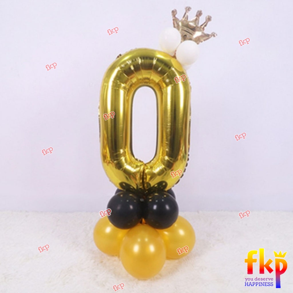 Jual FUN KIDS PARTY Balon Angka Berdiri Ulang Tahun Anak Gold Hitam ...