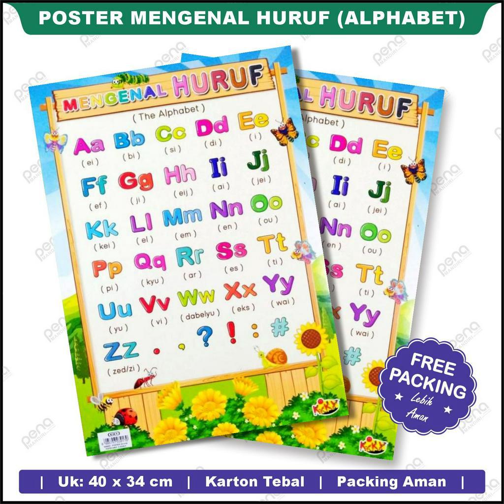 Jual Poster Belajar Huruf Abjad A-Z Kapital dan Kecil | Poster Huruf ...
