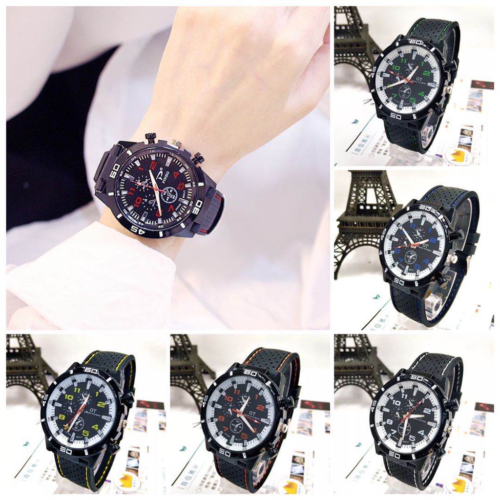 Jual GT Jam Tangan Pria Sport Chrono Fashion Quartz Men Silikon Analog ...