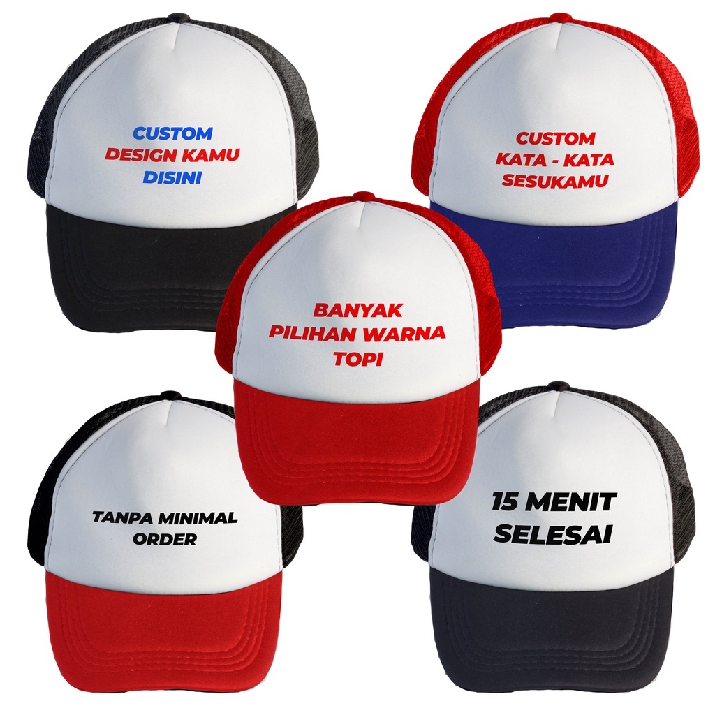 Jual Topi Trucker Custom Sablon Satuan / Topi Custom Sablon Satuan ...