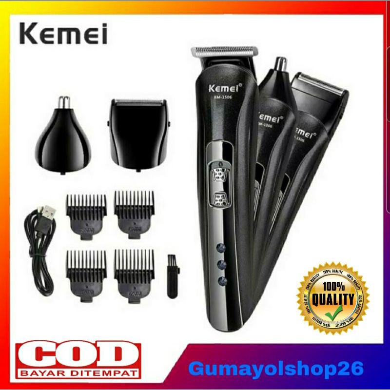 Jual Hair Clipper Kemei KM - 1506 / Alat Cukur Rambut Kemei KM - 1506 3 in 1 / Mesin Cukur Kemei ...