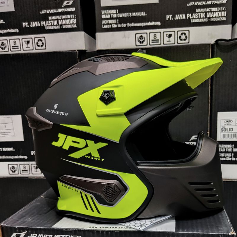 Jual Helm Jpx Mx-726R Black yellow Doff | Shopee Indonesia
