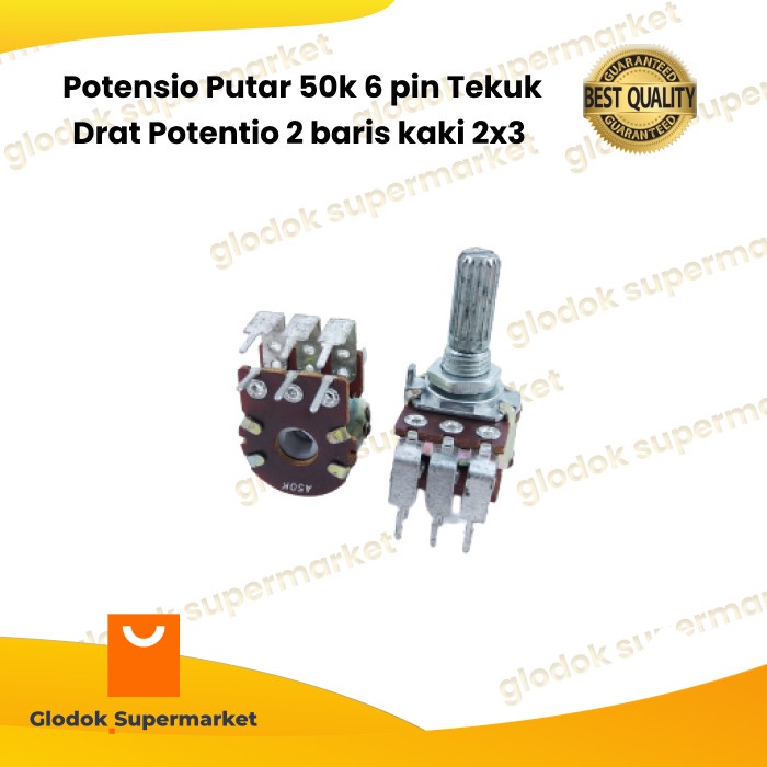 Jual Update Potensio Putar 50K 6 Pin Tekuk Drat Potentio 2 Baris Kaki ...