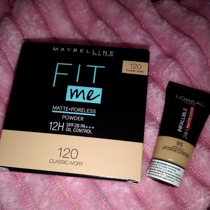 Jual Maybelline Fit Me Powder 120 Classic Ivory free L'oreal Paris ...