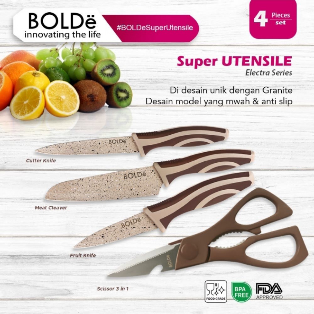 Jual Pisau Dapur BOLDe Super Utensile Knife Set Elektra Series 4 set 3 ...
