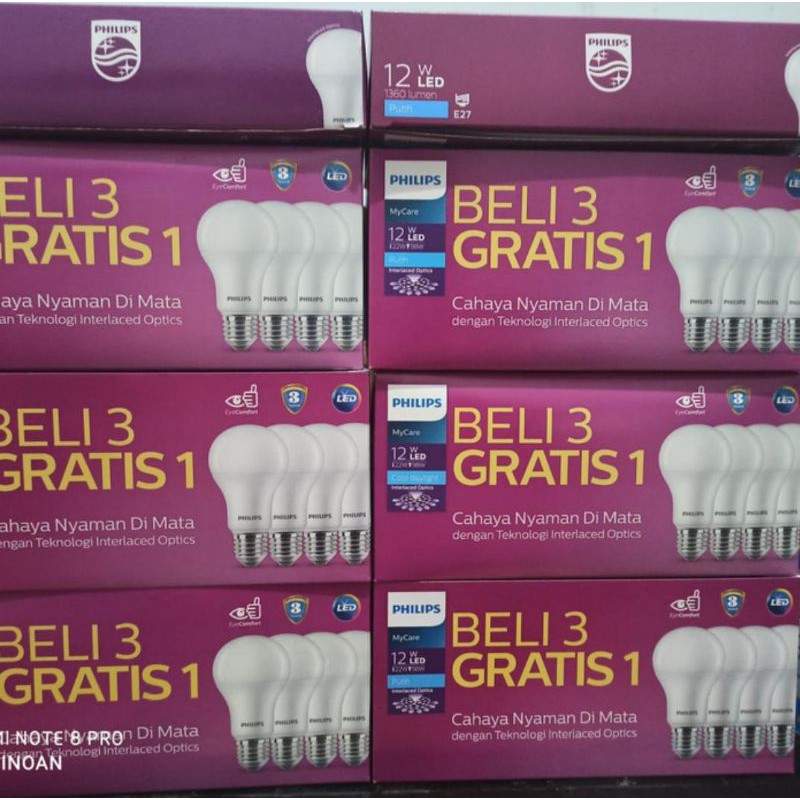 Jual BISA COD!! lampu philips led 6 / 8 / 10 / 12 watt isi 4 | Shopee Indonesia