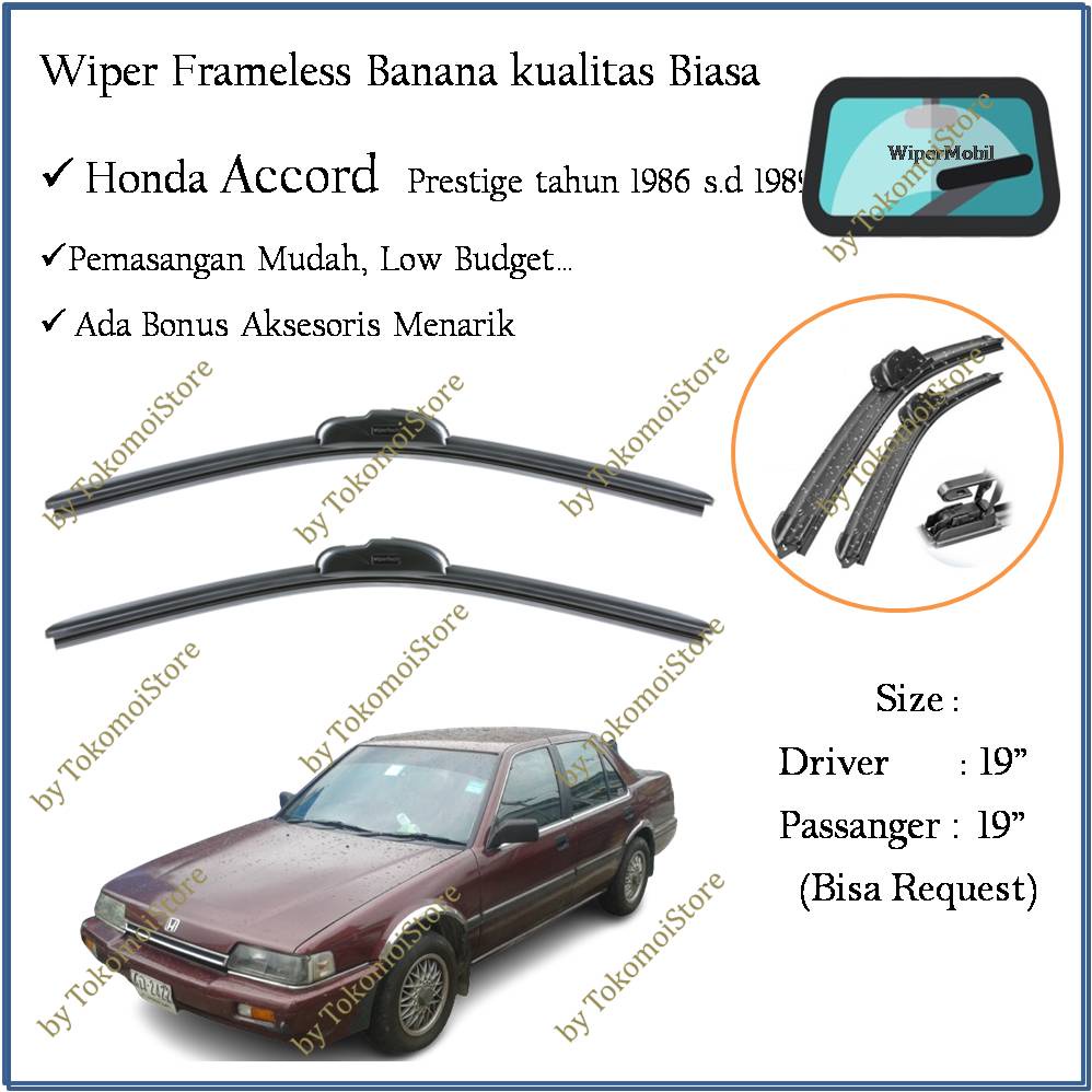Jual Wiper Frameless Banana Honda Accord Prestige 1986 1987 1988 1989 ...