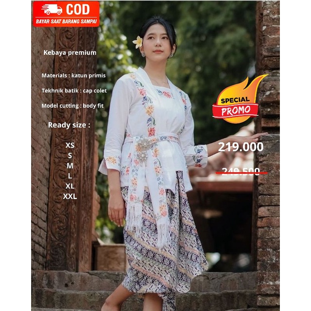 Jual KEBAYA ENCIM PREMIUM ( MAWAR PUTIH ) | Shopee Indonesia