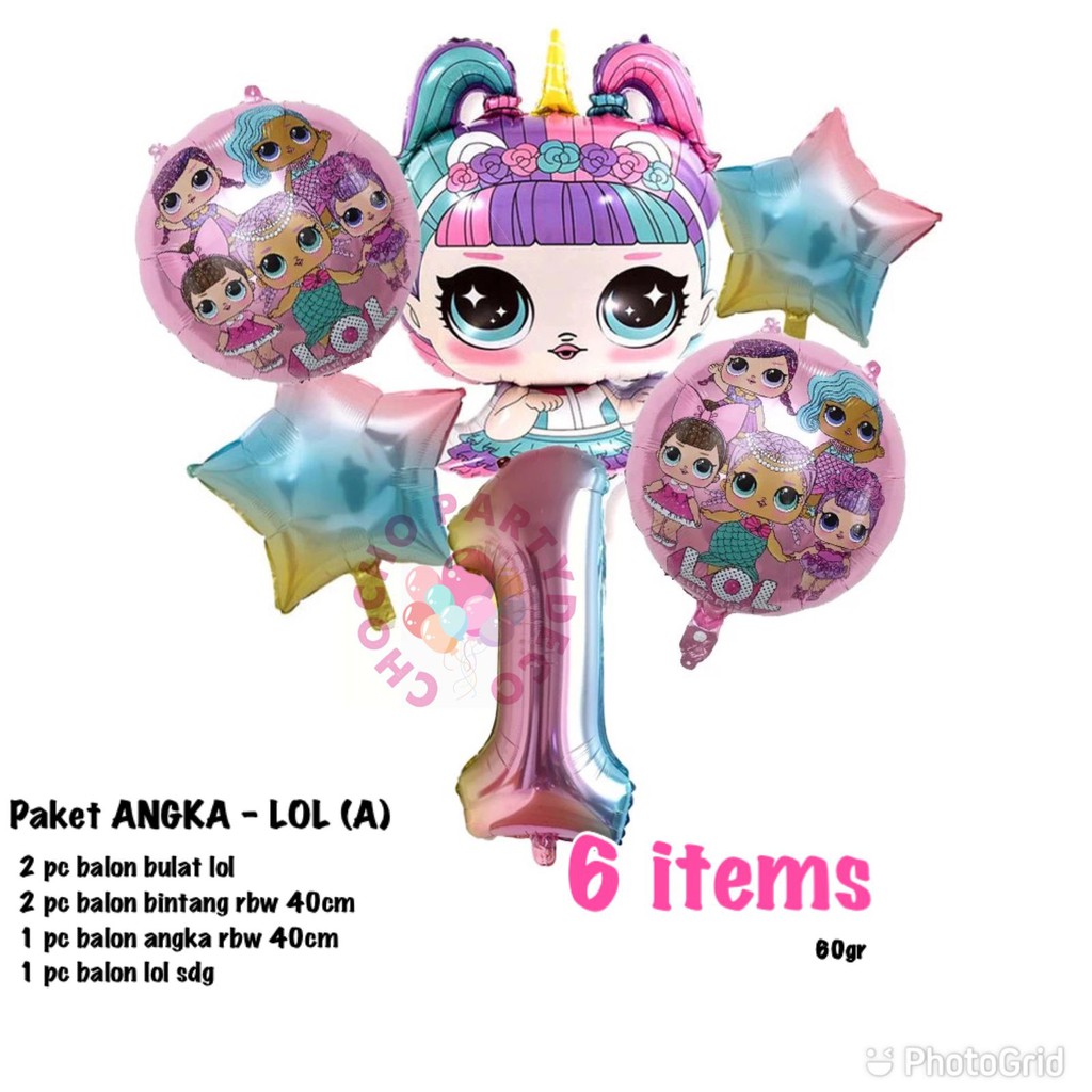 Jual (1set) Paket ulang tahun LOL ANGKA dekorasi ulang tahun LOL tema ...