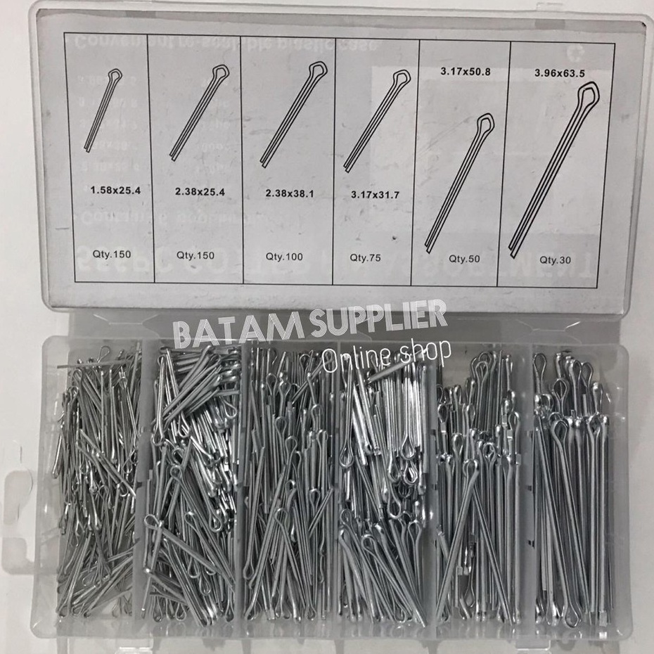 Jual Cotter Pin Set Assortment 555 pcs / Shackle Pin 555 pcs / Safety ...