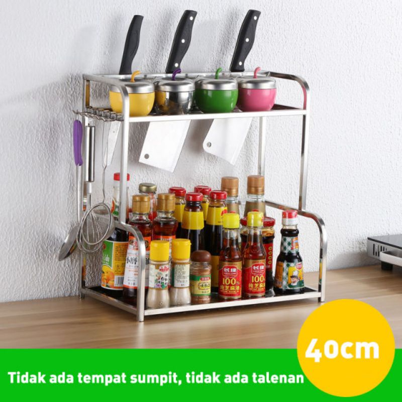 Jual Rak Bumbu Dapur Stainless 2 Tingkat Tempat Pisau Set Rak Dapur ...