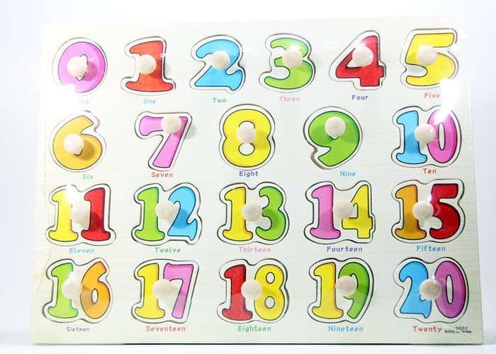 Jual Puzzle Kayu Pin Knob Knop Angka 1 - 20 Mainan Edukasi Anak ...
