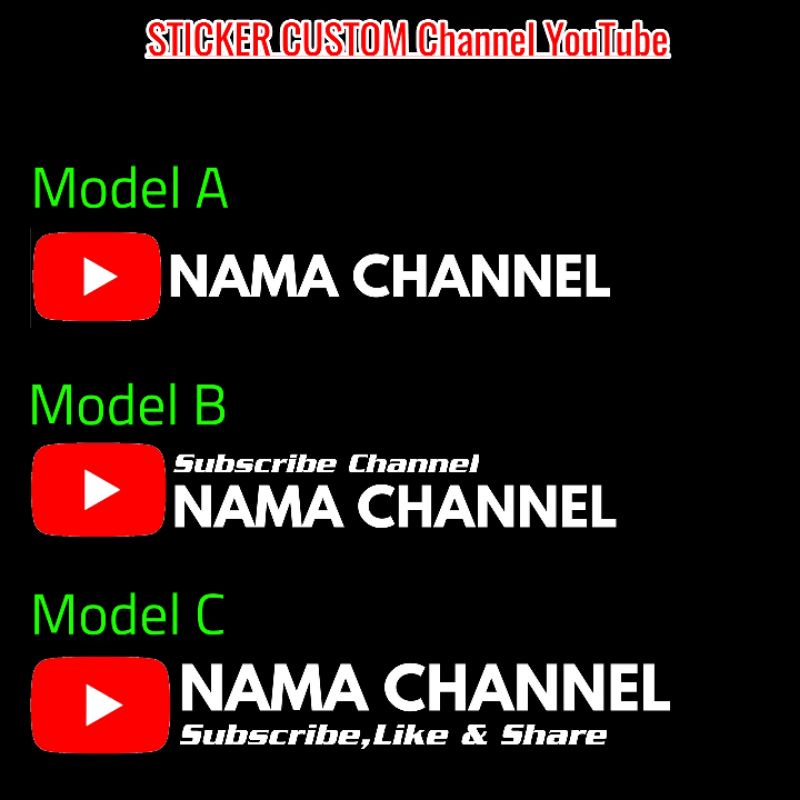 Jual STIKER YOUTUBE CHANNEL CUSTOM CUTTING STICKER YOUTUBE (Dapat 5Pcs ...