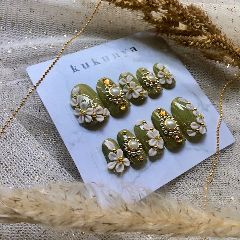 Jual BUNGA VIDIA | FAKE NAILS | MATCHA WEDDING NAILS | KUKU PALSU ...