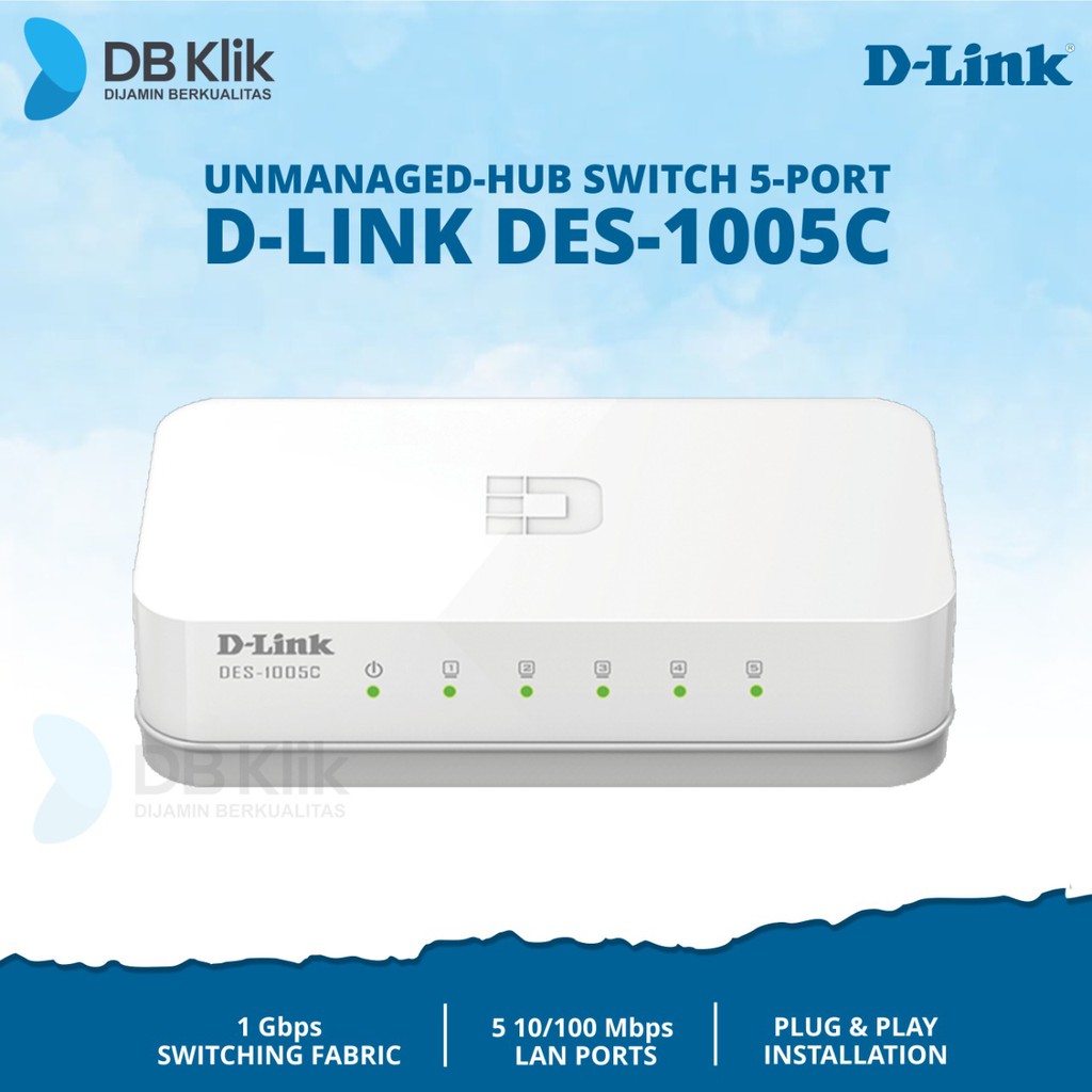 Jual Switch D-Link DES-1005C 5Port 10/100Mbps Unmanaged-Hub DLink DES ...